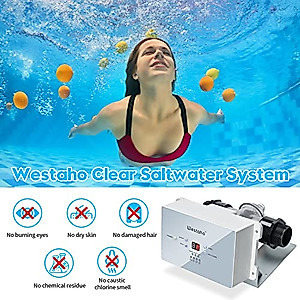Saltwater Pool System, Westaho Salt Chlorine Generator for Above Ground Pools Up to 15,000 Gallons, Keeps Pool Water Clean, IP 66 Waterproof