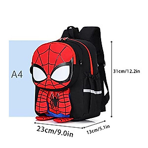 tollaa Toddler School Backpack Cartoon 3D Comic Superhero Kids Backpacks Waterproof Lightweight Kids Schoolbag for Boys Girls-Black