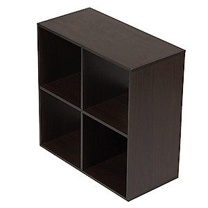 Home Basics Open and Enclosed Cube MDF Storage Organizer, Espresso (4 Cube)