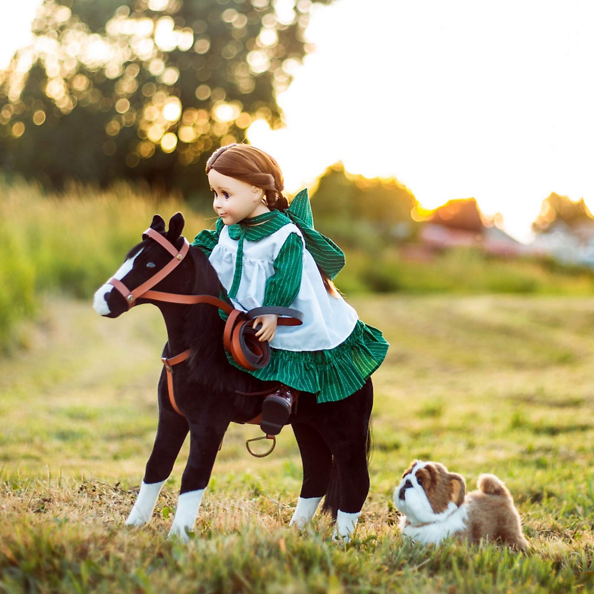THE QUEEN'S TREASURES 18 Inch Doll Accessories, Officially Licensed Little House on The Prairie Jack The Bulldog, Comes with a Jute Rope Collar, Pet Companion Compatible for Use with American Girl