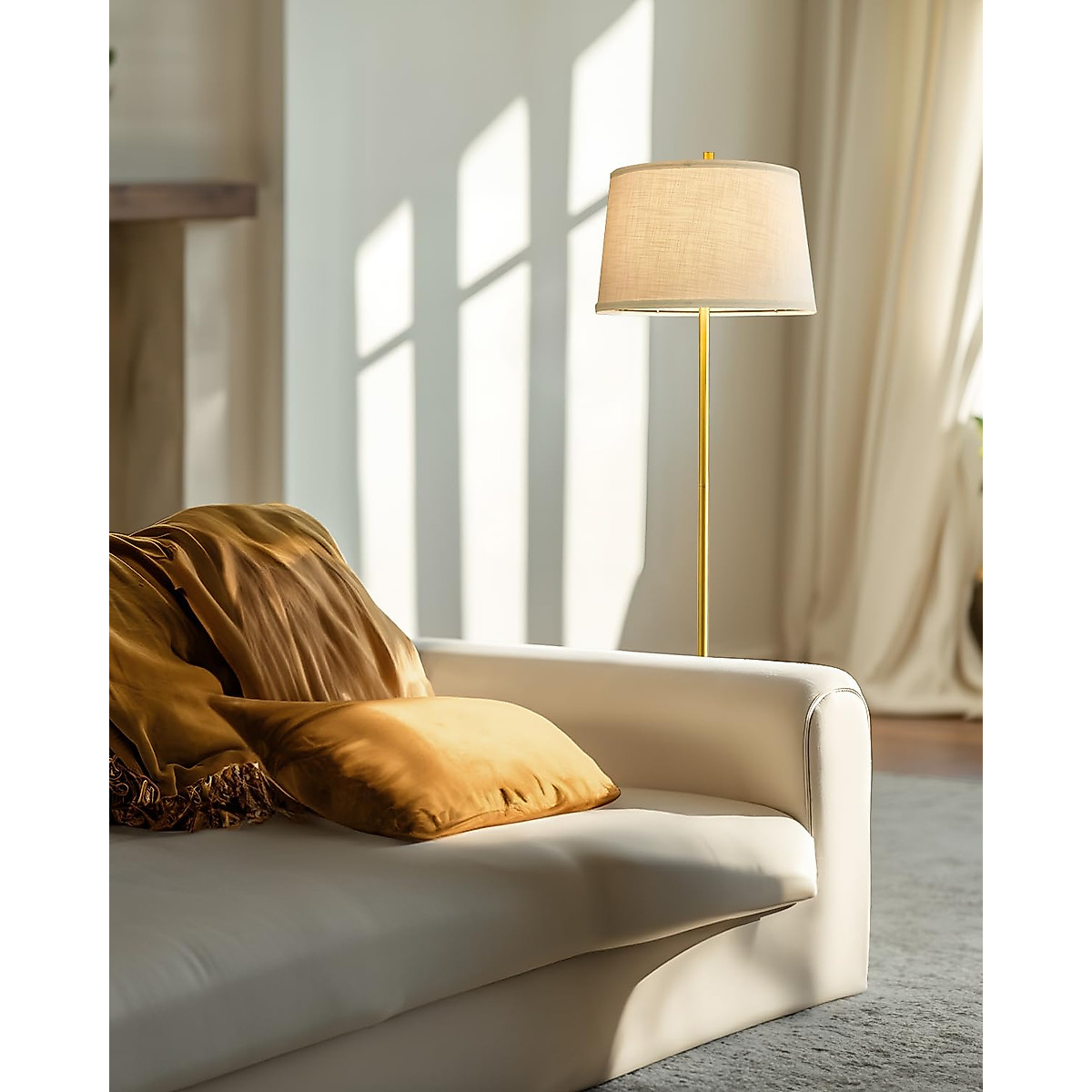 Oneach 61.75" Modern Floor Lamp for Living Room Tall Lamp for Bedroom Gold Floor Lamp with Rotary Switch Industrial Standing Lamp Floor Lamp for Nursery Study Room Office