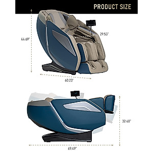 UIIU 3D Massage Chair Full Body Zero Gravity Back&Calf Heated Screen Touch Electric Massage Chairs SL Track Yoga Strecth Voice Control Body Scan with Bluetooth Speaker Foot Massage Blue