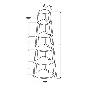 Monarch Specialties , Corner Bookcase, Walnut, 72"H