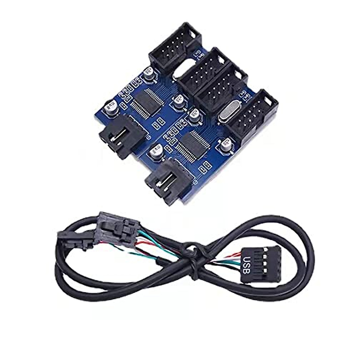 Nest Warehouse 9Pin USB Header Splitter Male 1 to 4 Female Extension USB 2.0 Motherboard USB 2.0 Adapter, Converter MB USB Adapter 9Pin Internal USB Hub Port Multiplier