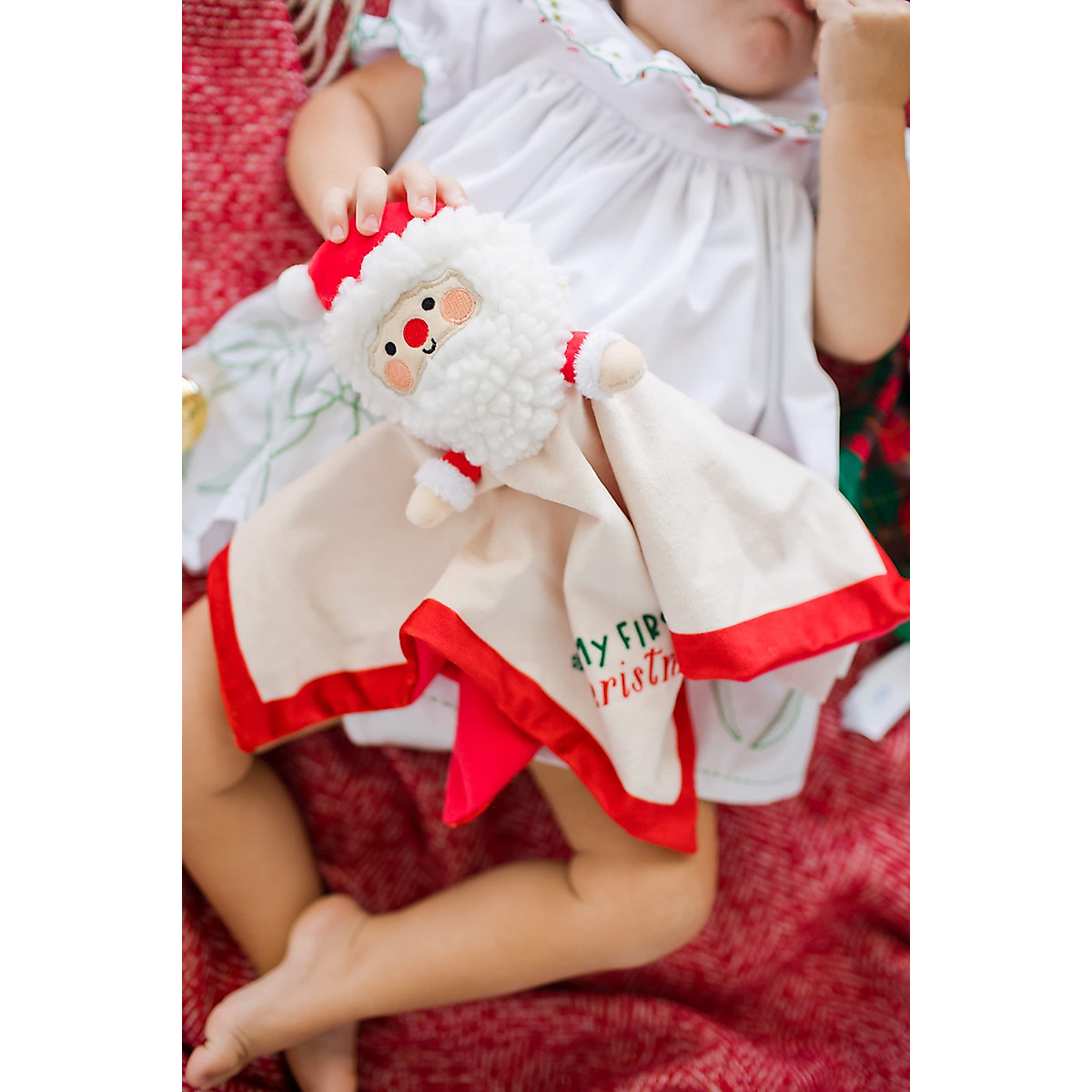 Pearhead Baby's First Christmas Security Blanket, Soft Baby Lovey for Babies, Snuggle Toy Stuffed Animal, Infant and Toddler Security Toy, Baby Boy or Baby Girl Lovie, New Baby Gift, Holiday Lovey