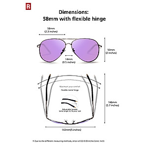ROCKNIGHT Aviator Sunglasses for Women Polarized UV Protection Ladies Trendy Purple Sunglasses Mirrored Beach Fashion Sunglasses Present for Women