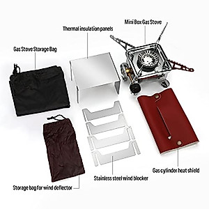 SAN LIKE Portable Backpacking Stove Lightweight Camping Stove with Windproof Sheets, Strong Blue Flame, Pocket Stove Furnace Burner For Backpacking Hiking Picnic BBQ Ice Fishing Survival Emergency