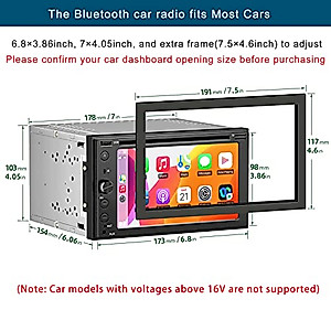 Double Din Car Stereo with CD/DVD Player Apple Carplay & Android Auto, 7 Inch Car Radio with Bluetooth and Backup Camera, Touch Screen, Mirror Link, Steering Wheel Control, USB/TF/AUX Input, AM/FM