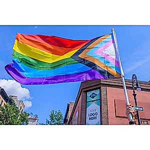 Homissor Progress Pride Rainbow Flag 3x5 ft- LGBT Community Gay Pride Lesbian Transgender Bisexual Flags Banner Fade Resistant for Indoor Outdoor