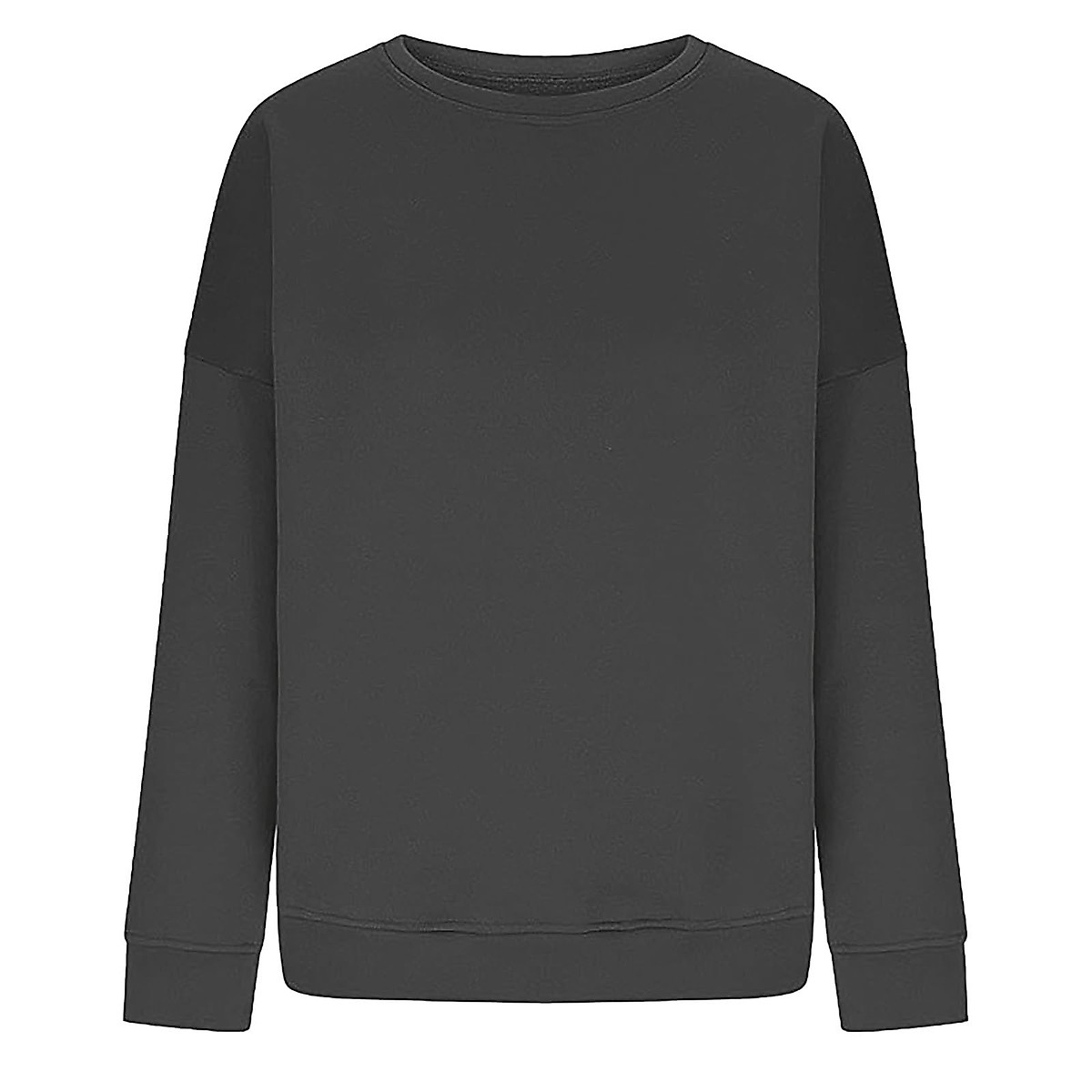 sales today clearance prime only Women's Long Sleeve Sweatshirts Casual Crewneck Y2K Baggy Pullover Tops Loose Fit Trendy Aesthetic Shirts 2023 Dark Gray L