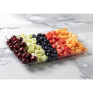 Plastic Serving Trays 9" X 13" Rectangle Serving Platters 4-Pack Clear Party Tray Durable Serving Platter - Disposable Serving Food Tray - Rectangular Cake, Fruit, Cookie Tray - Posh Setting