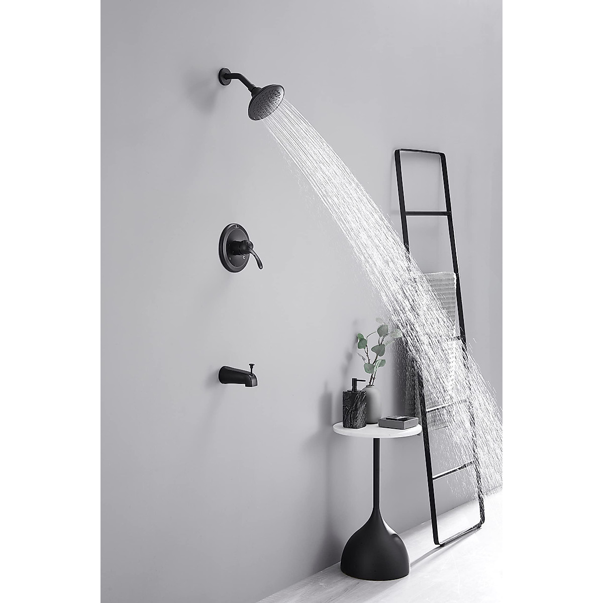 HOMELODY Shower System Black Shower Faucet Set (Valve Included) 6-Inch Shower Faucet & Bathtub Faucet with Diverter, Tub and Shower Faucet Combo, Shower Faucets Sets Complete, Matte Black