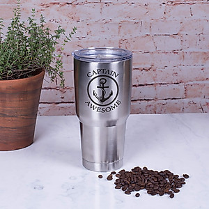 Elanze Designs Captain Awesome 30 Oz Stainless Steel Travel Mug with Lid