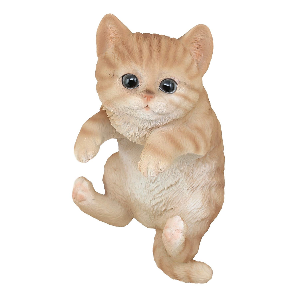 Ebros Lifelike Pot Pal Hanging Orange Tabby Cat Statue 8" Tall with Glass Eyes Hand Painted Realistic Feline Cat Decor Figurine Cats Kittens Kitties Animal Pet Sculpture Garden Patio Decorative