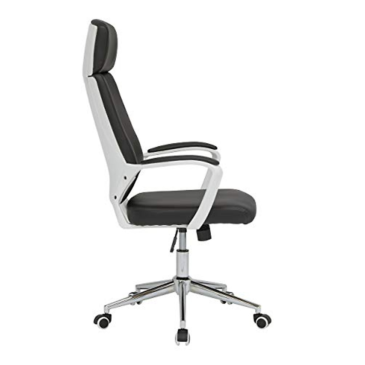 Calico Designs High Back, Height and Tilt Adjustable, Modern Executive Chair with Padded Arms and Chrome Base in White/Black PU