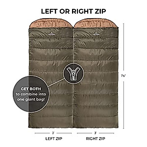 TETON Sports Celsius XL 0F Sleeping Bag; Great for Family Camping; Free Compression Sack, Green, 90-Inchx 36-Inch, Left Zip