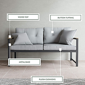 Edenbrook Cliffside Metal Patio Furniture - Mix and Match Modern Outdoor Furniture Pieces, Metal Loveseat with Cushions