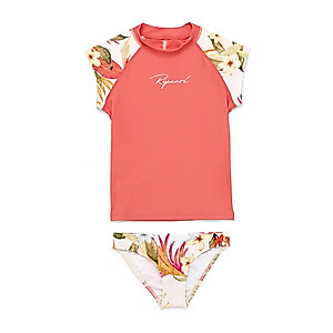Rip Curl Girls Leilani 3 Piece Set Girls Rash Vest Age 16 Pink