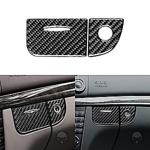 UOADA Car Front Passenger Seat Storage Box Keyhole Soft Glossy Carbon Fiber Stickers Compatible with Benz E-Class W211 2003 2004 2005 2006 2007 2008 2009 Premium Custom Accessories 2pcs (Black)