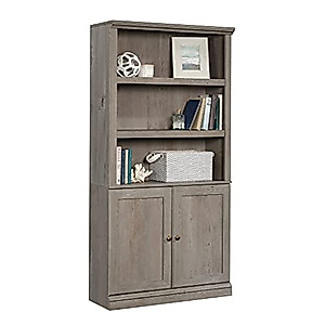 Sauder Bookcase with Doors, L: 35.28" x W: 13.23" x H: 69.76", Mystic Oak finish