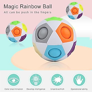 Roxenda Speed Cube Set, Speed Cube Bundle of 2x2 3x3 Pyramid Cube and Magic Rainbow Ball Smoothly Magic Cubes Collection for Kids Teens & Adults [4 Pack] (Stickerless)