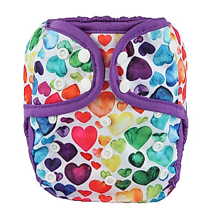 Sigzagor Baby Diaper Cover Nappy One Size 10lbs to 36lbs for Girls (Rainbow Hearts)