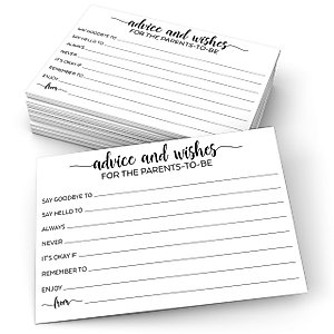 321Done Advice and Wishes for The Parents-to-Be, Made in USA - White 4x6 Baby Advice Cards for New Parents, Fun Baby Shower Game Simple New Mom and Dad Large Keepsake - 50 Cards