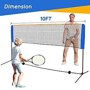 F2C Height Adjustable Portable Tennis Net, Badminton Net for Kids' Volleyball,Soccer Tennis,Pickleball, W/Steel Frame & Carrying Bag Indoor Outdoor Court Bench Backyard Driveway Gym,10FTX 5FT