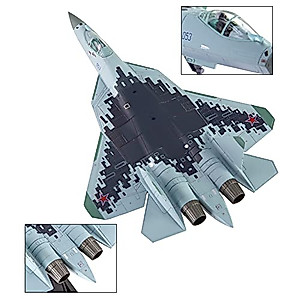 Busyflies Fighter Jet Model 1:100 Scale SU-57 Diecast Model Planes Attack Falcon Fighter Model Planes Painted Diecast Military Airplane Model for Collection and Gift