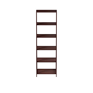 Lavish Home 5-Tier Ladder Bookcase - Freestanding Tiered Wood Bookshelf with Leaning Look - Decorative Shelves for Home and Office Storage (Brown)