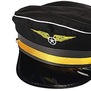 Beelittle Airline Pilot Captain Costume Kit Pilot Dress up Accessory Set with Aviator Sunglasses (Black)