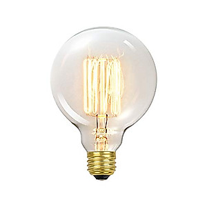 Globe Electric 60W Vintage Edison G30 Vanity Tungsten Incandescent Filament Light Bulb, E26 Standard Base, 245 Lumens