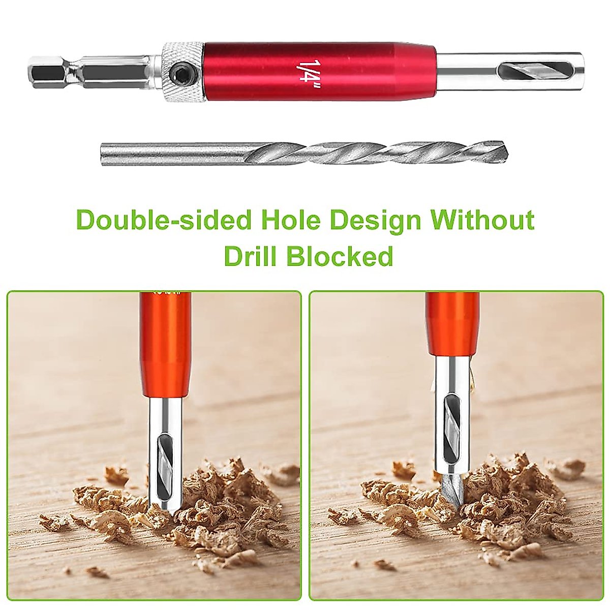 BicycleStore 17PCs Self Centering Drill Bit Set, Hex Shank Self Center Hinge Drill Bits Tool for Woodworking Window Door Hinge with 1 Hex Key, 8 Drill Bits 5/64'' 7/64'' 9/64'' 11/64'' 13/64'' 5