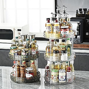 Lazy Susan Turntable Organizer, Rotating Spice Rack, Rotates 360 Degrees, for Vanity, Skincare Organizers Perfume Organizer, Spice Rack Organizer (Color : White, Size : 2 layer)