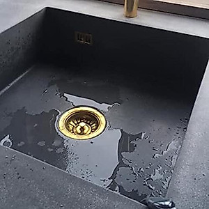 LMMDDP Kitchen Drain Brass Sink Vegetable Sink Thickened Quartz Stone Cement Sink Special Drain Pipe Fittings (Color : Gray)