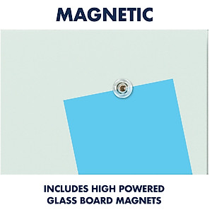 Quartet Magnetic Glass Dry Erase White Board, 74" x 42" Whiteboard, InvisaMount Horizontal Frameless Mounting (G7442IMW)