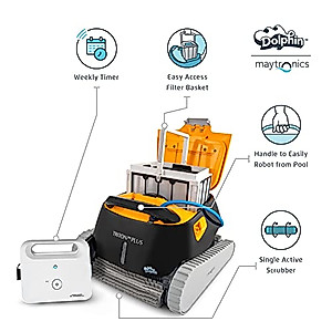Dolphin Triton PS Plus WiFi Operated Robotic Pool [Vacuum] Cleaner - Ideal for In Ground Swimming Pools up to 50 Feet - Powerful Suction to Pick up Small Debris - Easy to Clean Top Load Filter Basket