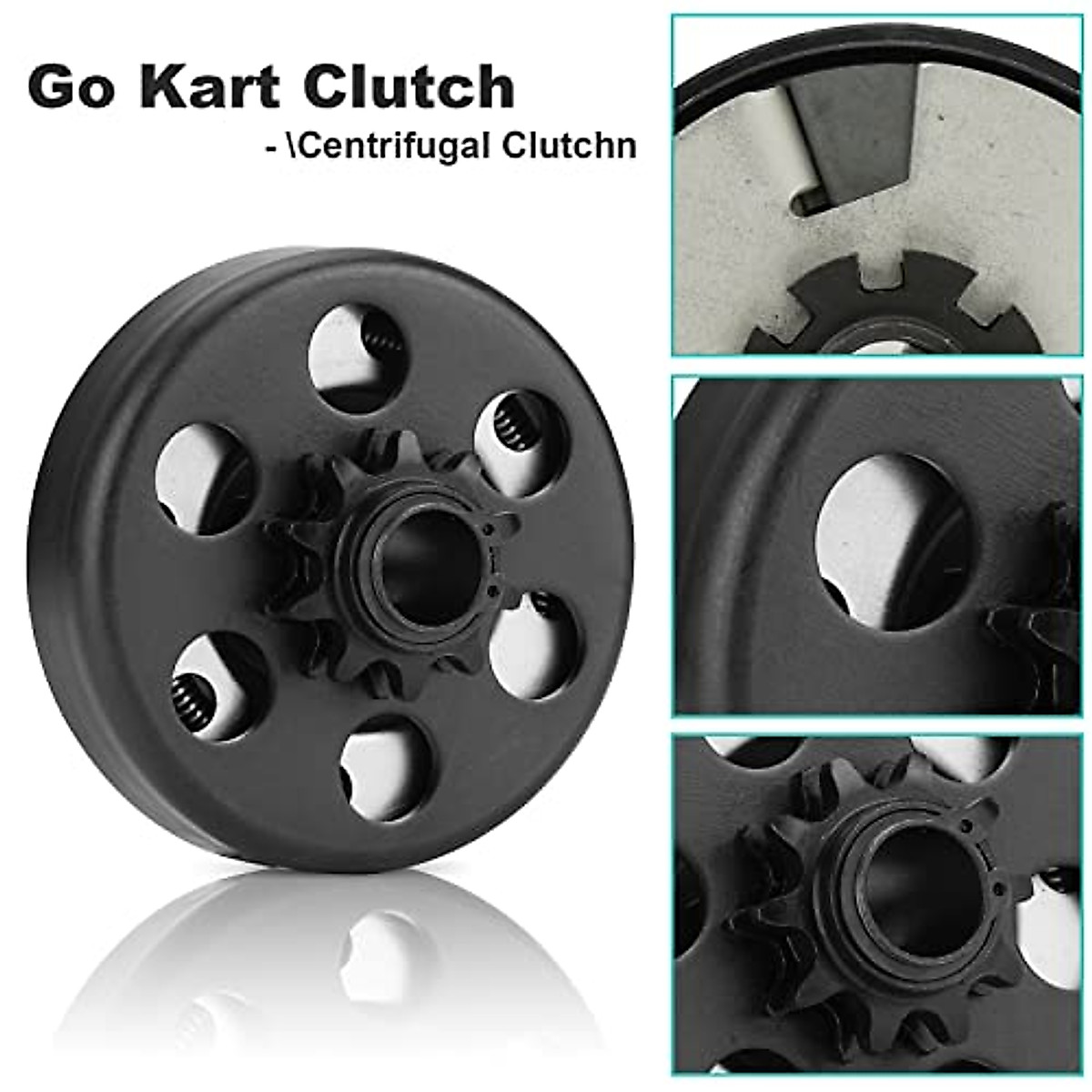 Go Kart Clutch 3/4 Bore 10T with #40/41/420 Chain, Centrifugal Clutch Fit for Minibike MB165 & MB200 and Honda Cloned Engines GC160, GC190, GX120, GX140, GX160, GX200. Up to 6.5HP