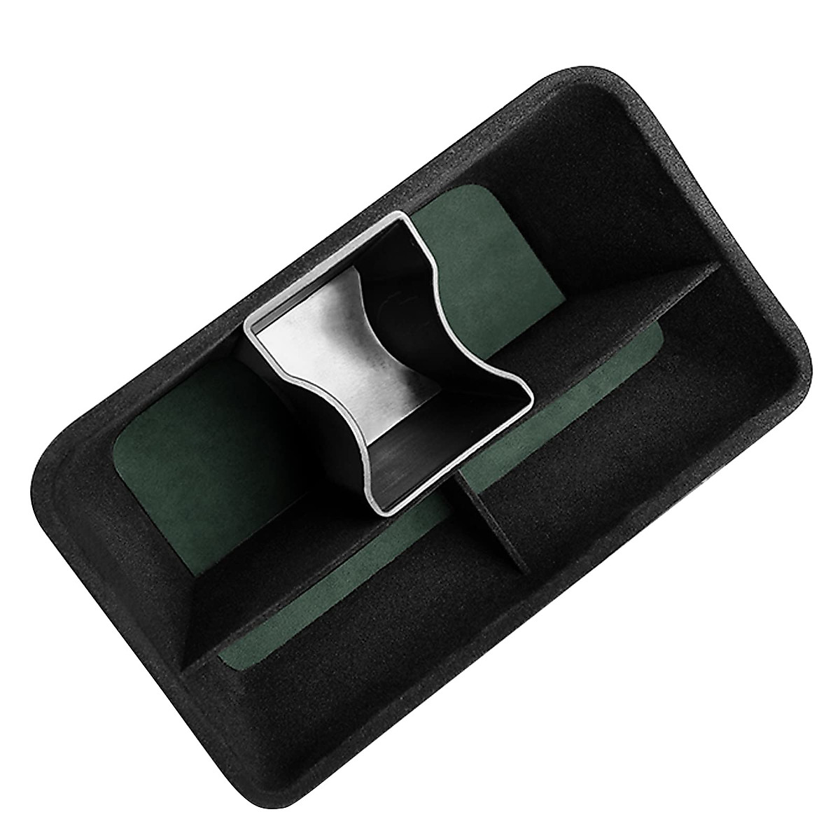 Alfanxi Rear Center Console Organizer Box Alcantara Material Storage Tray Compatible with Tesla Model Y (Green)