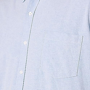 Amazon Essentials Men's Regular-Fit Short-Sleeve Pocket Oxford Shirt, Blue, X-Large