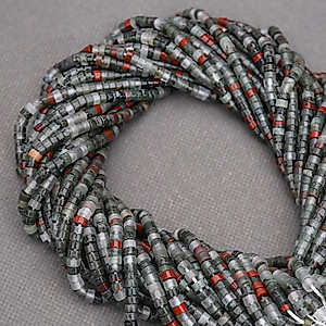 150PCs Natural Red Jasper Spacer Beads, Loose Semi Precious Flat Round Gemstone Heishi Disc Stone Beads for Beading Jewelry Making 4mm*2mm 38cm