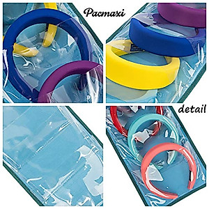 PACMAXI Hanging Headband Holder For Women, Headband Storage Organizer, Hairband Rack Holder With 8 Clear Pockets Container, Headband Storage Holder for Girls With Two Piece Set (blue)
