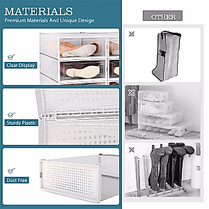 WAYTRIM Stackable Boots Storage Box, 8 Pack Stackable Boots Organizer and Storage Boots Box, Under Bed Boot Storage, 20.5" x 11.8" x 5.5" - Clear White