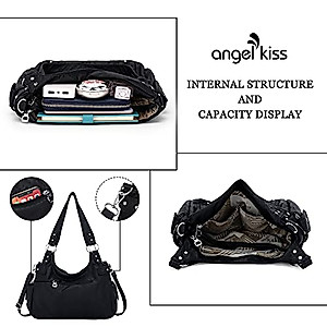 Angelkiss Large Purses and Handbags for Women Washed Faux Leather Crossbody Hobo Satchel Shoulder Handbag Tote Purse