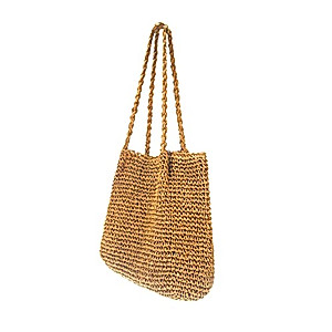 Handwoven Soft Straw Beach Bag Purse Casual Vintage Rattan Shoulder Bag Handbag Boho Wowen Tote Basket Vacation Bag