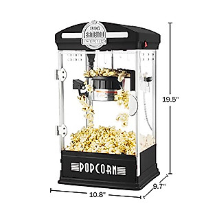 Great Northern Popcorn Big Bambino Popcorn Machine - Old Fashioned Popcorn Maker with 4 Oz Kettle, Measuring Cups, Scoop and Serving Cups (Black), 10.8" x 9.7" x 19.5"