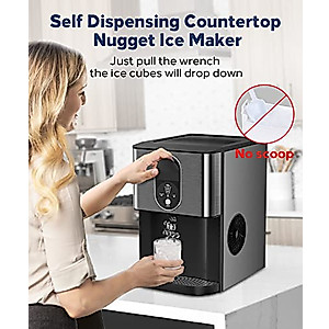 Kndko Nugget Ice Maker,Self Dispensing Pellet Ice Maker,44lbs/24H, Self Cleaning Ice Maker,3.3lbs Ice Storage,Nugget Ice Maker Dispenser,Countertop Nugget Ice Maker for Home Kitchen Bar Party Black