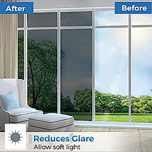 bofeifs Window Privacy Film One Way: Window Tinting Film for Home Static Cling, Mirror Reflective Window Film Daytime Privacy See Out Not in, Anti-UV Heat Control Window Film 17.7 Inch x 6.5 Feet