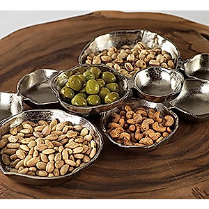 Zodax Cluster of 9 Round Serving Bowls Nickel Base 19" x 12" x 2.5"