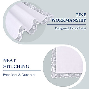 Selected Hanky Women's Wedding Handkerchief with Lace, Ladies Hankies for Embroidery and Wedding